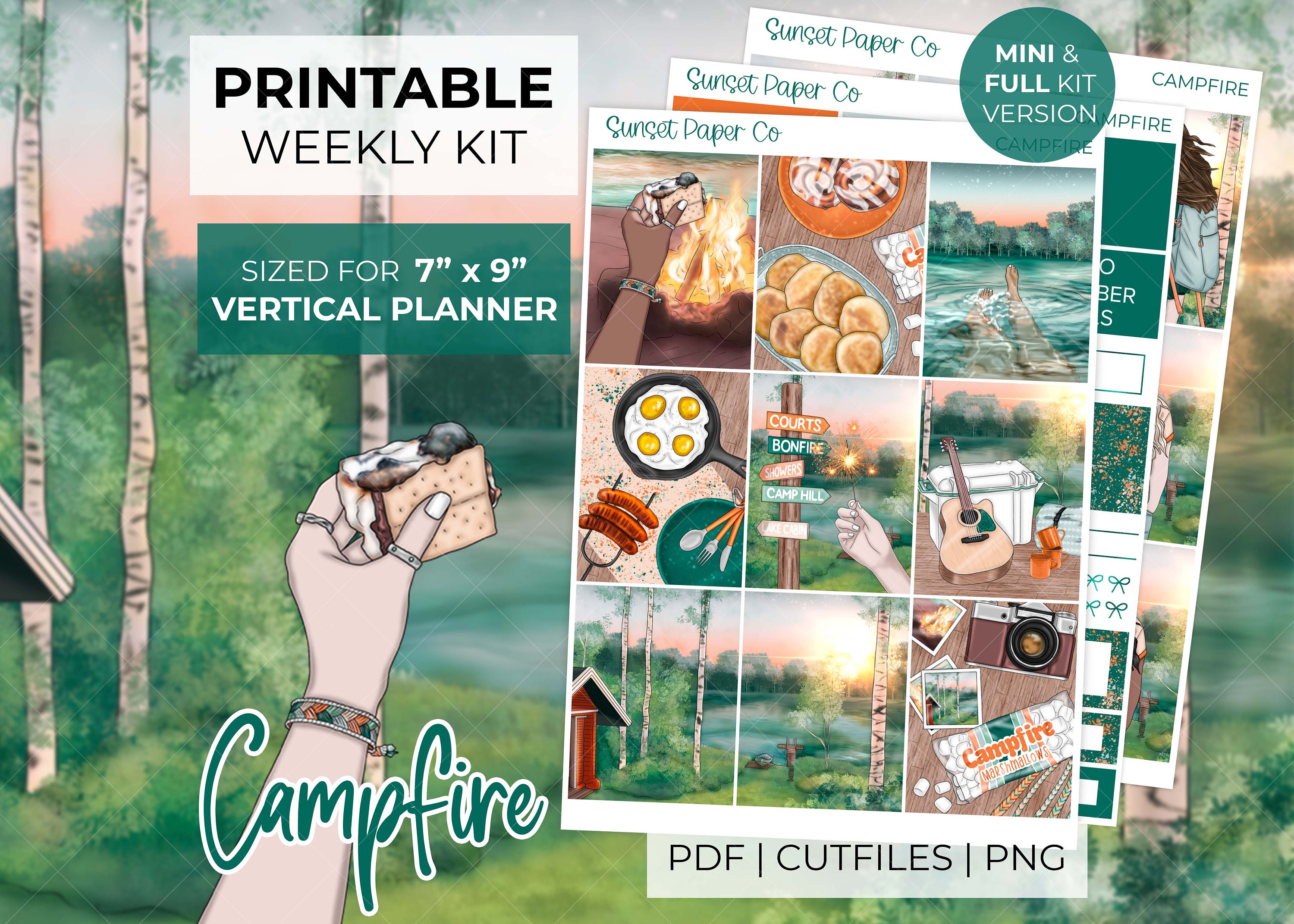 Campfire Printable Planner Stickers Weekly Planner Kit Erin Condren ...