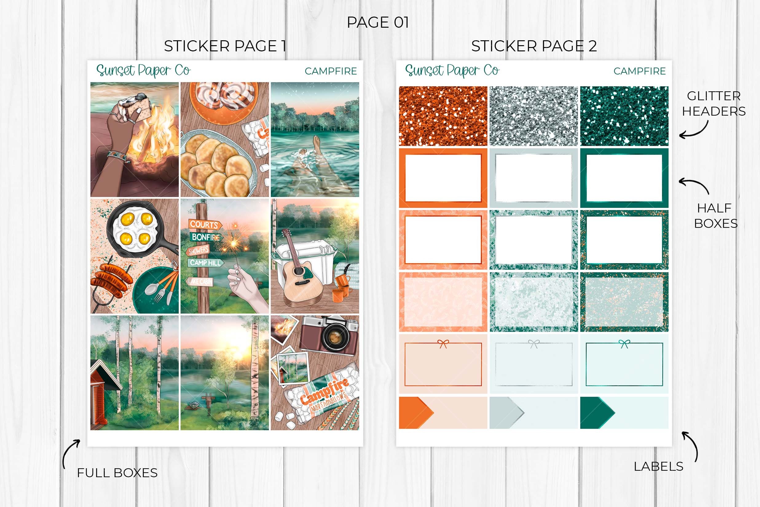 Campfire Printable Planner Stickers Weekly Planner Kit Erin Condren ...