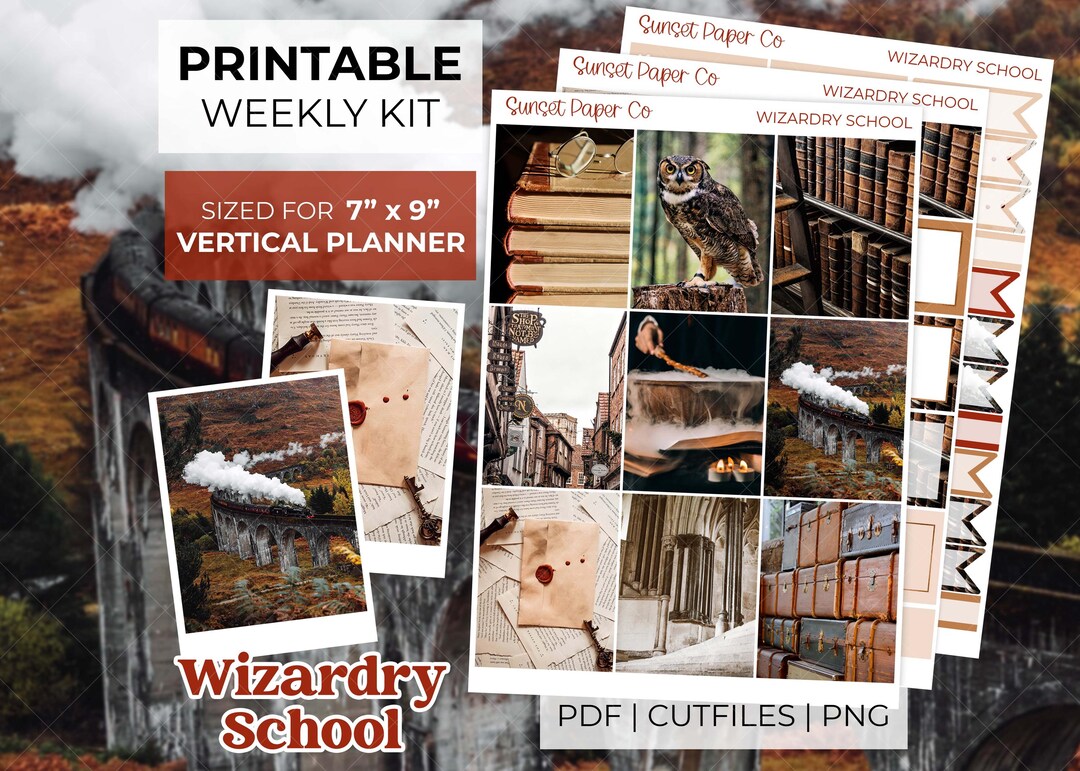 Wizardry School Printable Photo Planner Stickers - Vertical Weekly ...