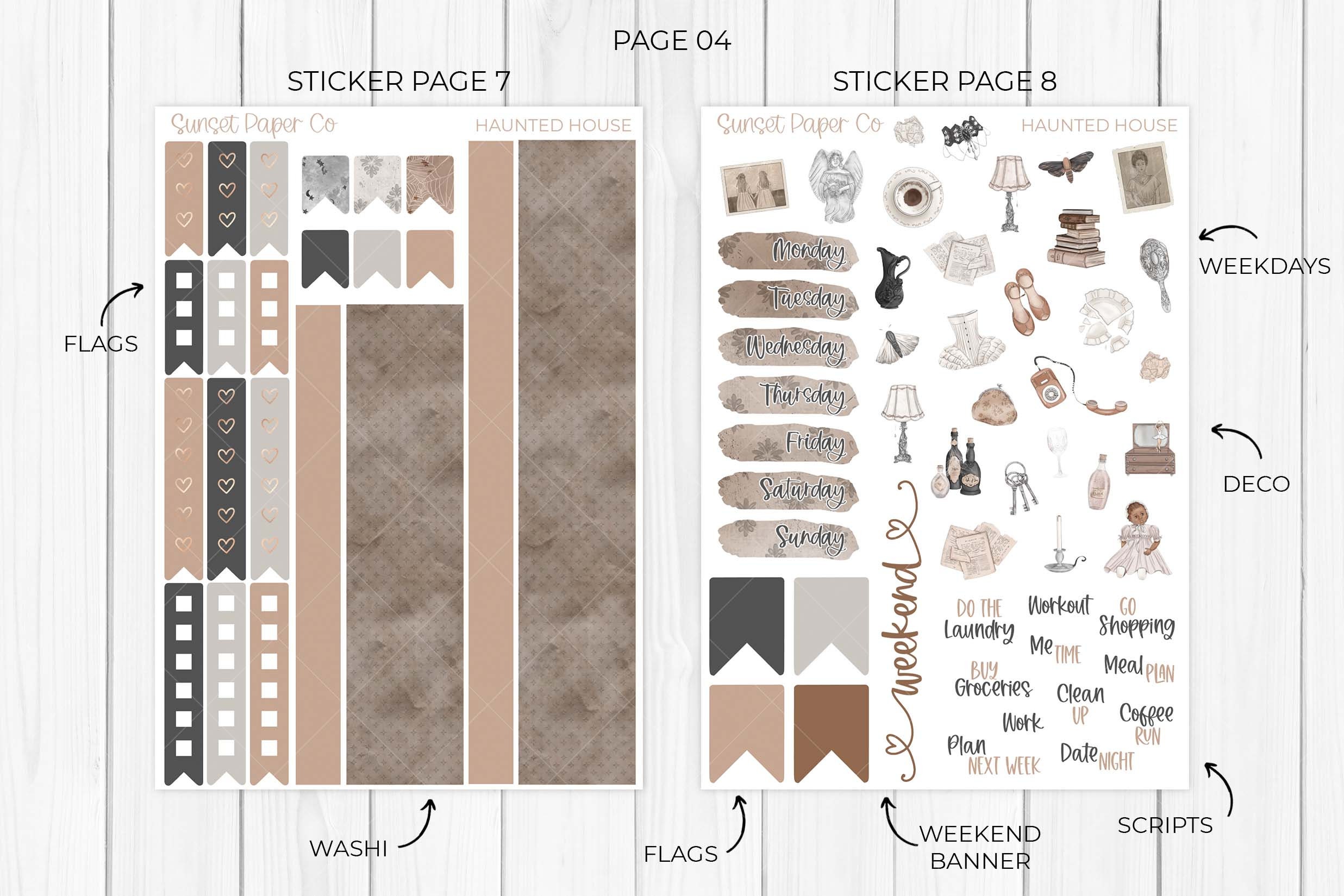 Haunted House Printable Planner Stickers Weekly Planner Kit, Erin ...