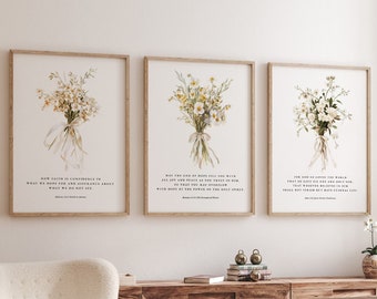 Set of 3 Bible Verse Prints, Christian Wall Art Printable, Faith Hope ...