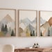 Set of 3 Colourful Boho Mountain Decor Prints, Mountain Landscape ...