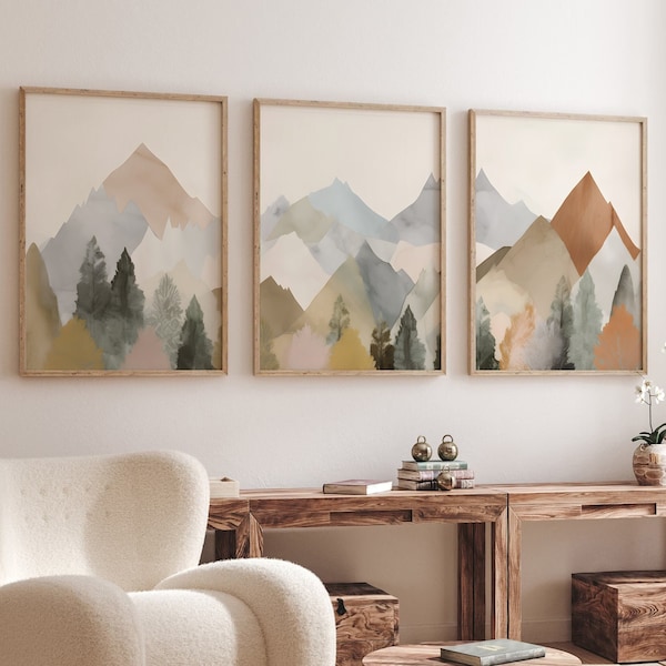 Boho Mountain Wall Art - Etsy