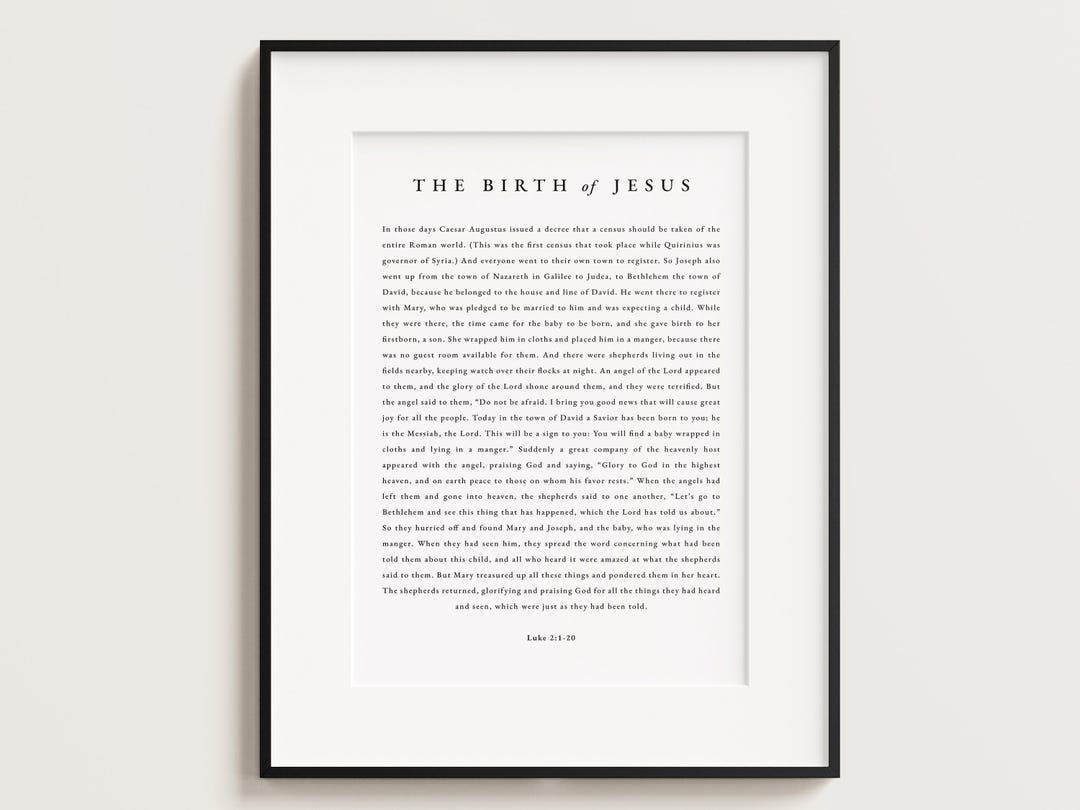 The Birth of Jesus, Luke 2:1-20, Christmas Wall Art, Christian ...