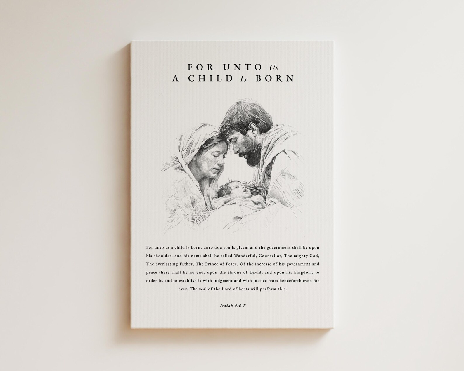 Unto Us a Child is Born, Isaiah 9:6, Digital Print, Religious Holiday ...
