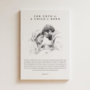 Unto Us a Child is Born, Isaiah 9:6, Digital Print, Religious Holiday ...