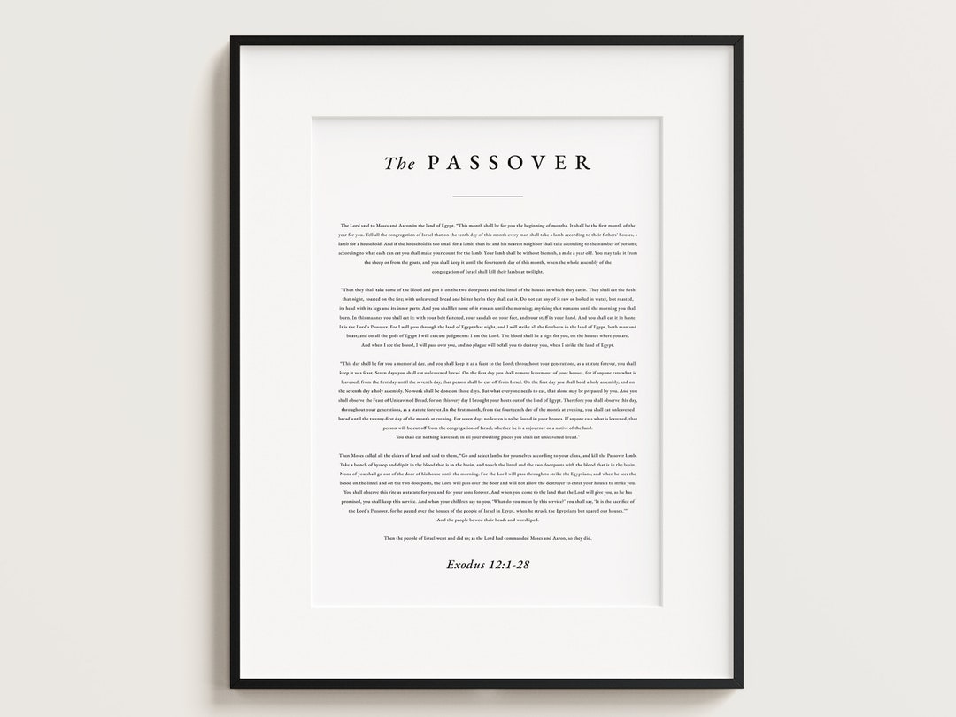 The Passover Bible Verse, Exodus 12, Bible Wall Art, Jewish Art ...