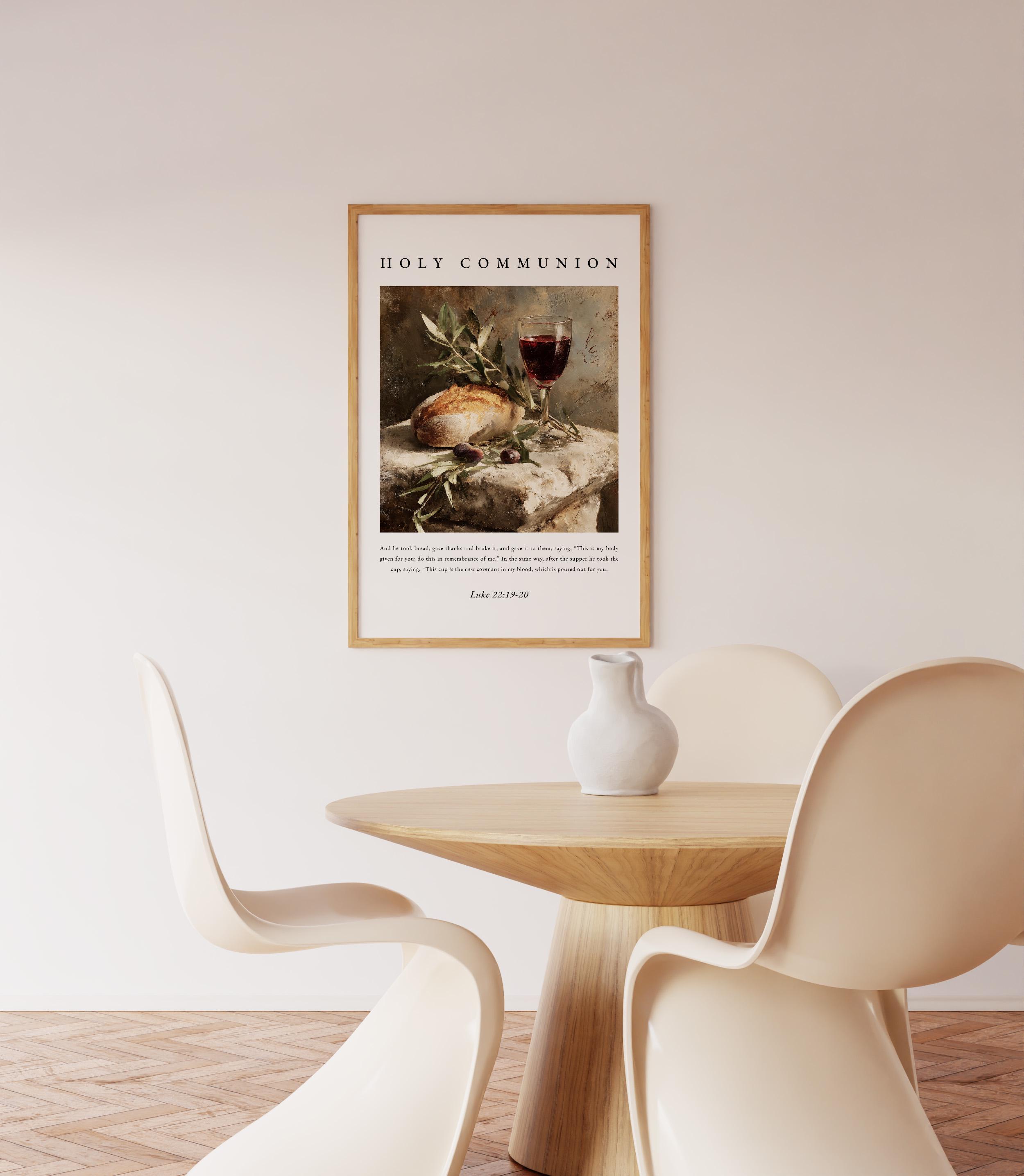 Holy Communion Wall Art, Luke 22:19-20 Printable, Bread and Wine ...
