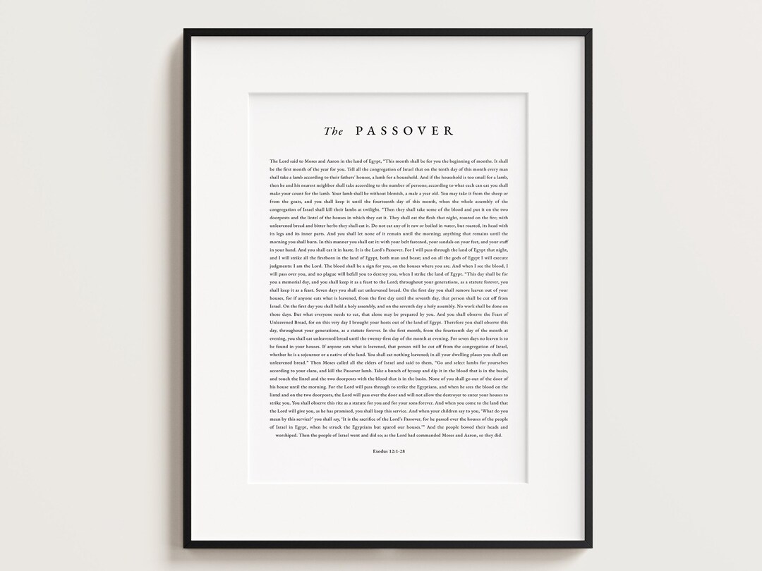 The Passover Bible Verse, Exodus 12, Bible Wall Art, Jewish Art ...