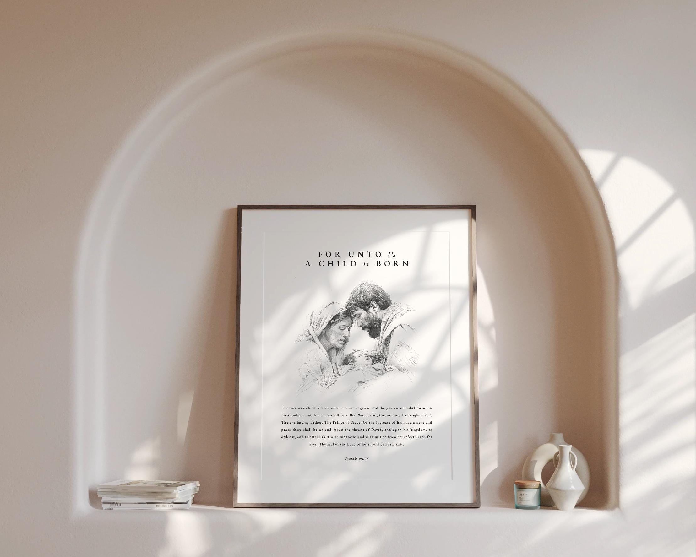 Unto Us a Child is Born, Isaiah 9:6, Digital Print, Religious Holiday ...