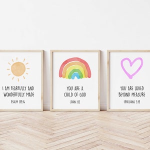 Set of 3 Nursery Bible Verse Wall Art, Kids Bible Verse, Children's ...