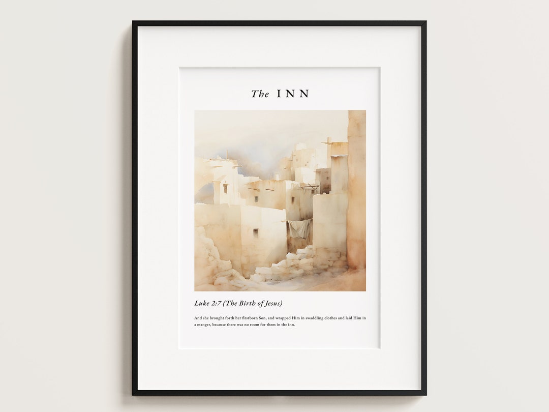 The Inn, Luke 2,7, Jerusalem, Bible Verse Print, Christian Wall Art ...
