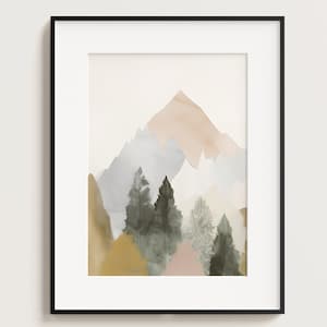 Set of 3 Colourful Boho Mountain Decor Prints, Mountain Landscape ...