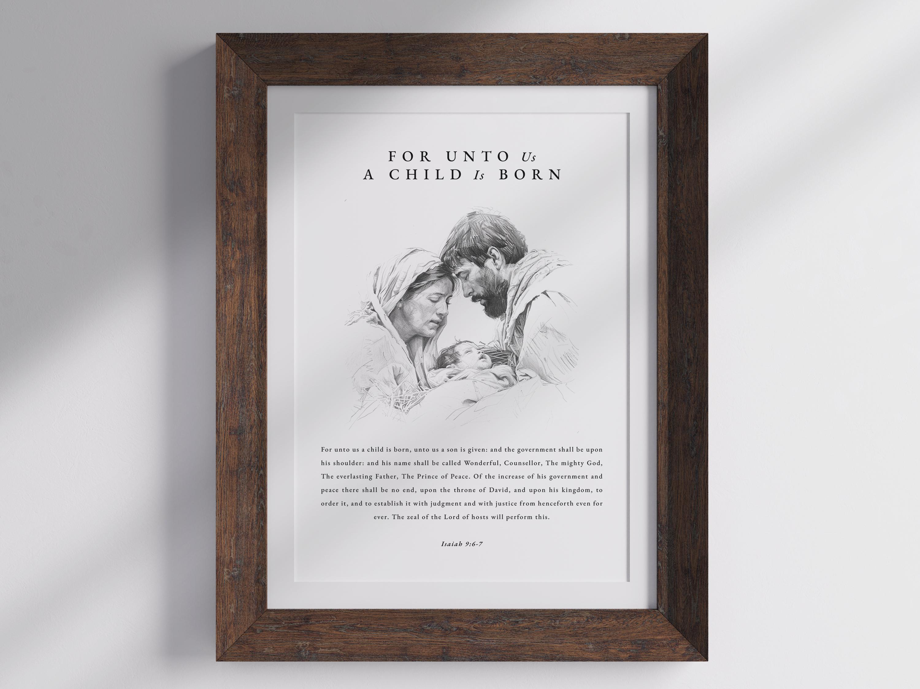 Unto Us a Child is Born, Isaiah 9:6, Digital Print, Religious Holiday ...