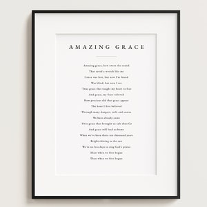 Amazing Grace Printable Wall Art, Amazing Grace Wall Decor, Christian ...