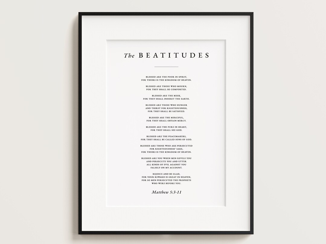 The Beatitudes, Watercolour Print, Matthew 5:3-11, Bible Verse ...