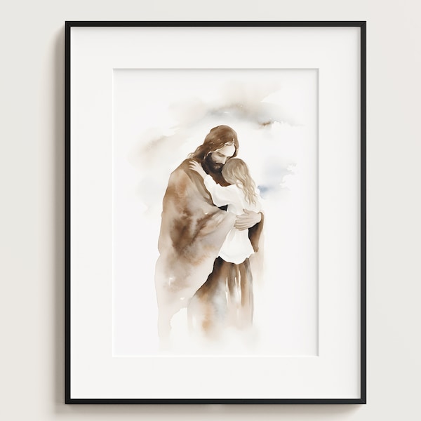 Jesus Hugging Girl Watercolor - Etsy