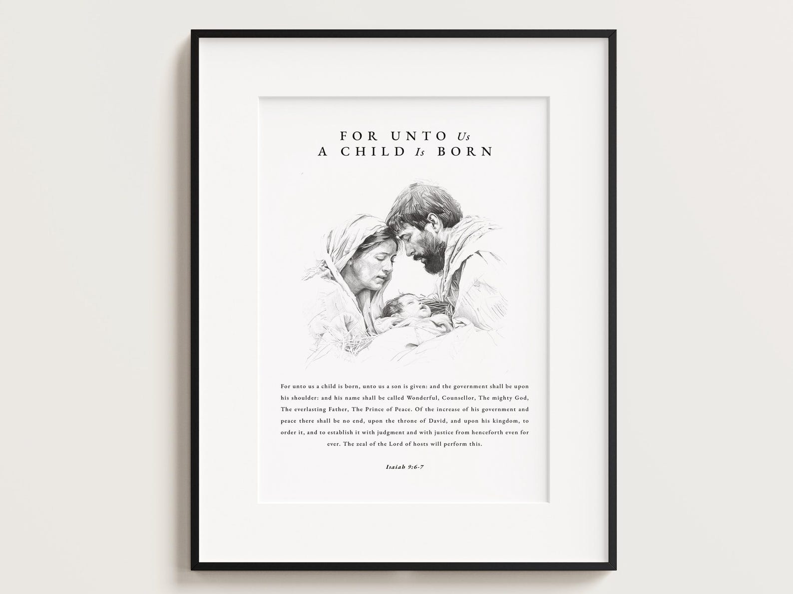 Unto Us a Child is Born, Isaiah 9:6, Digital Print, Religious Holiday ...