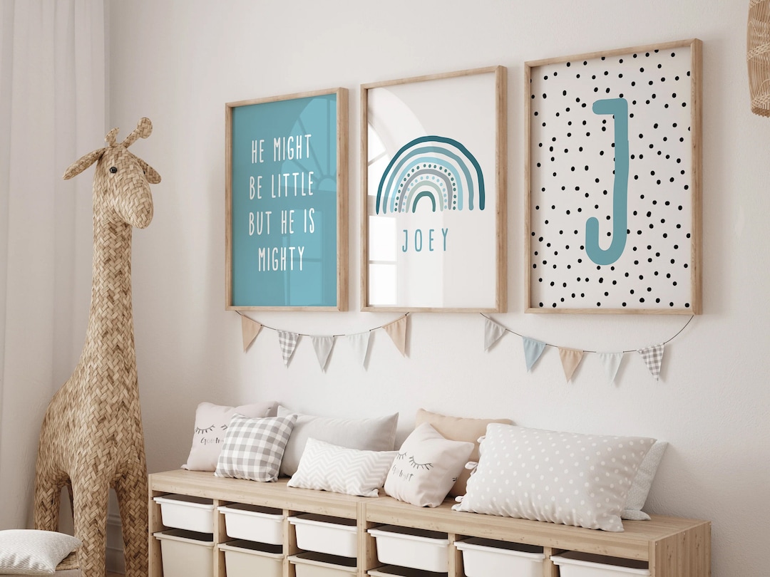 Personalised Boys Room Poster Set, Kids Wall Art, Rainbow Prints ...