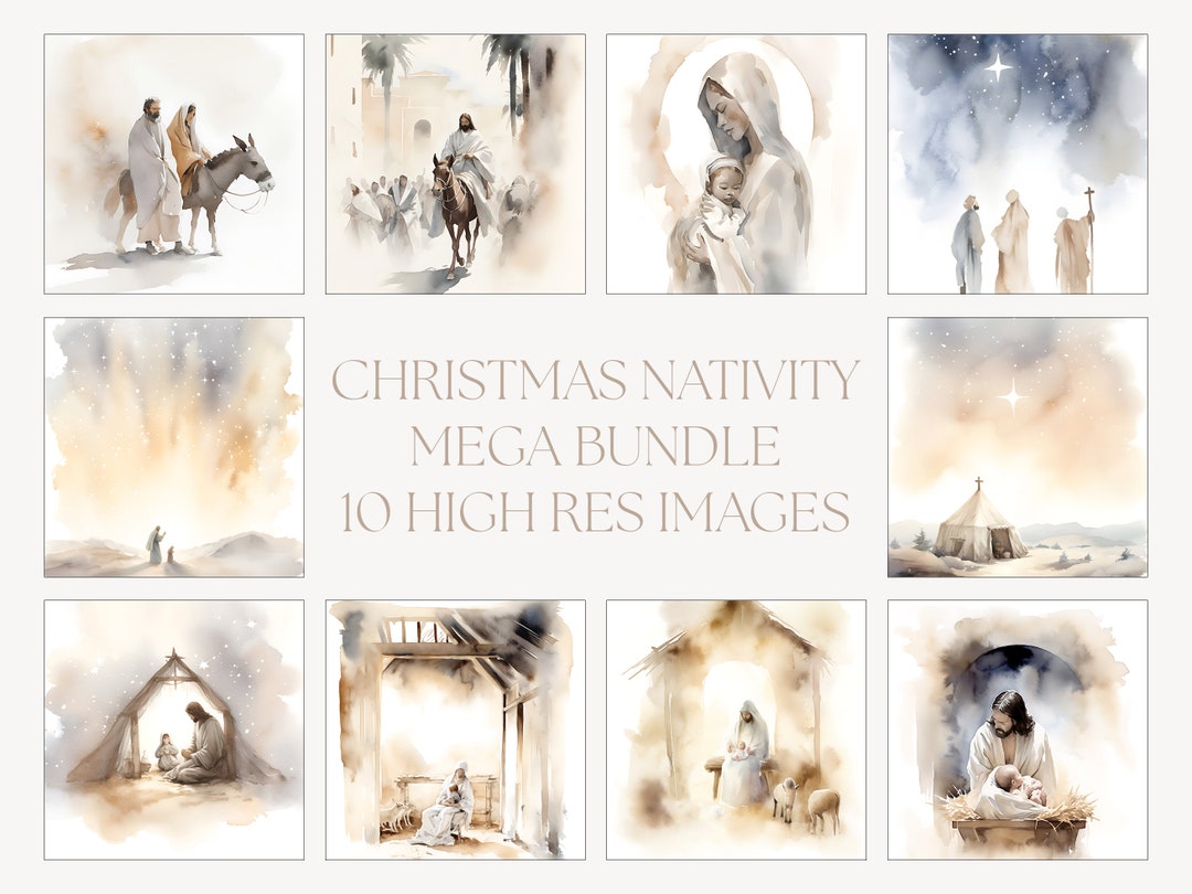 10 Christmas Nativity Mega Bundle, Jesus Art Prints, Jesus Walking on ...