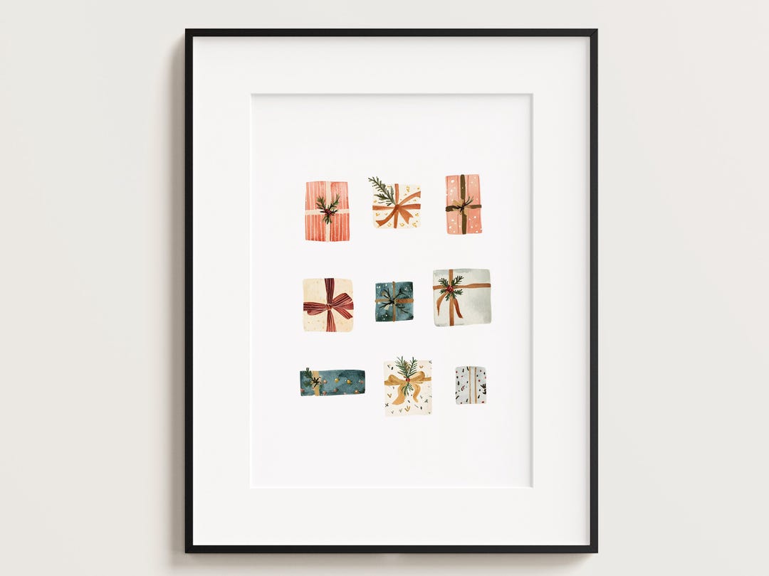 Christmas Presents Printable Art Print, Christmas Tree, Festive Wall ...
