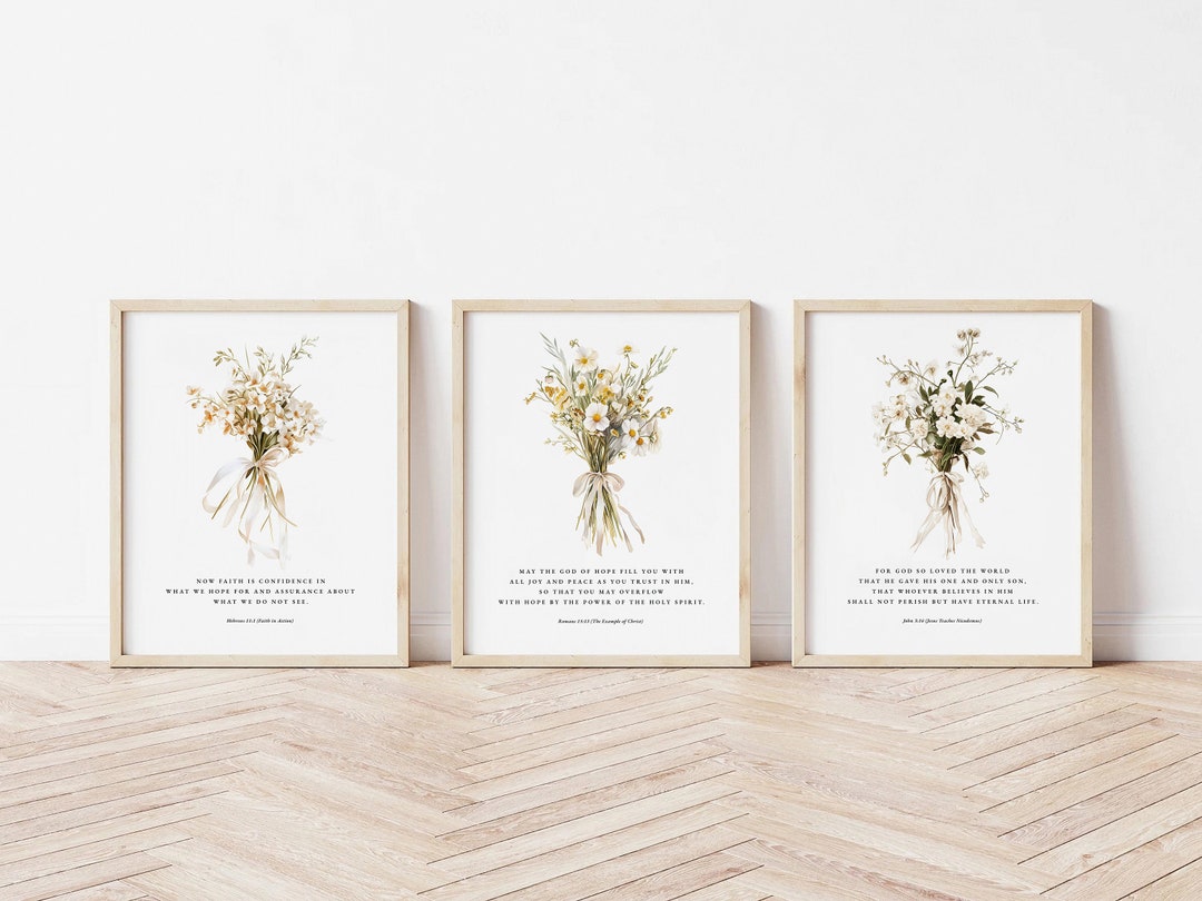 Wildflower Bible Verse Prints, Set of 3, Christian Wall Art (digital ...