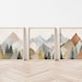 Set of 3 Colourful Boho Mountain Decor Prints, Mountain Landscape ...