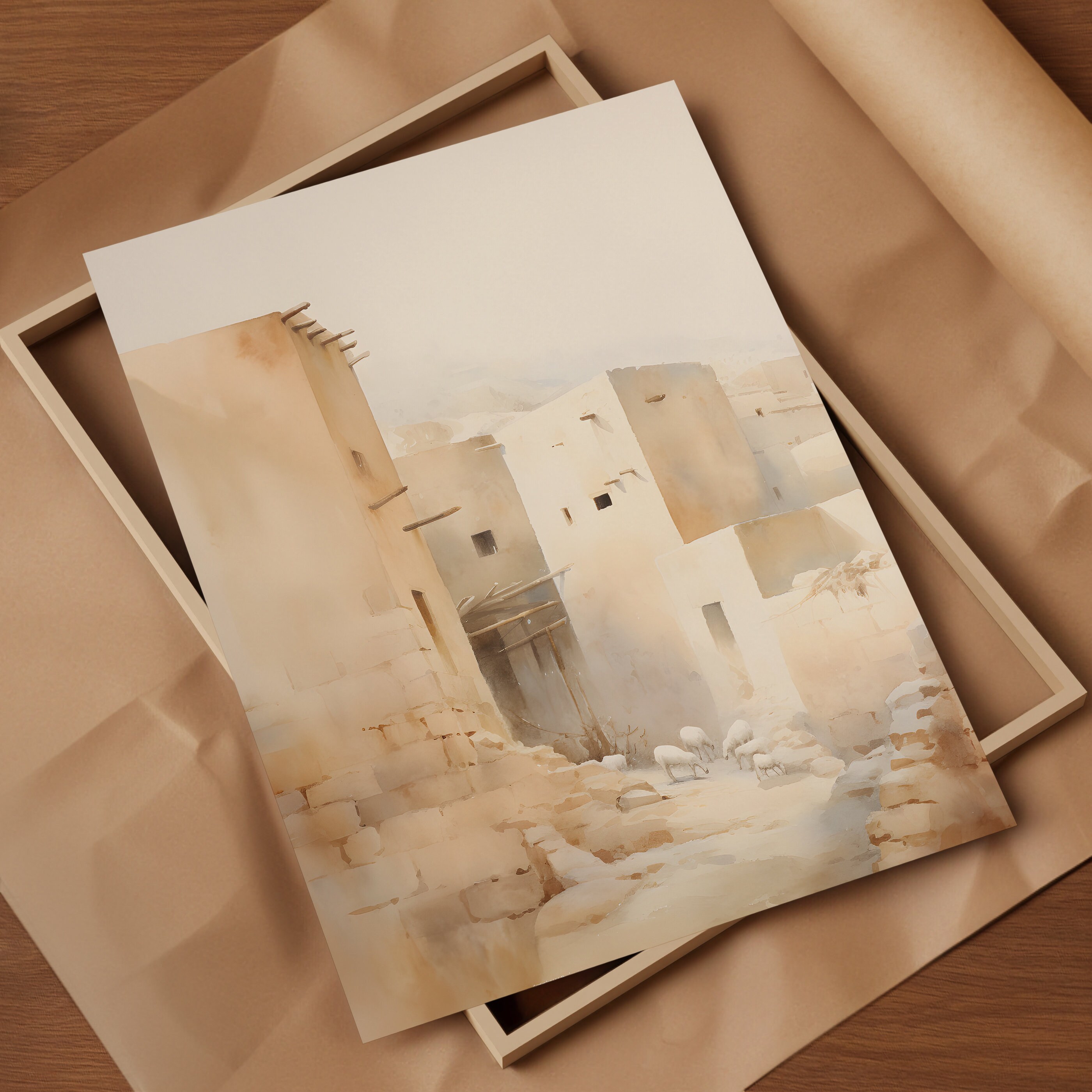 Nativity Art Print Set, Bethlehem and Jerusalem Landscape (digital ...