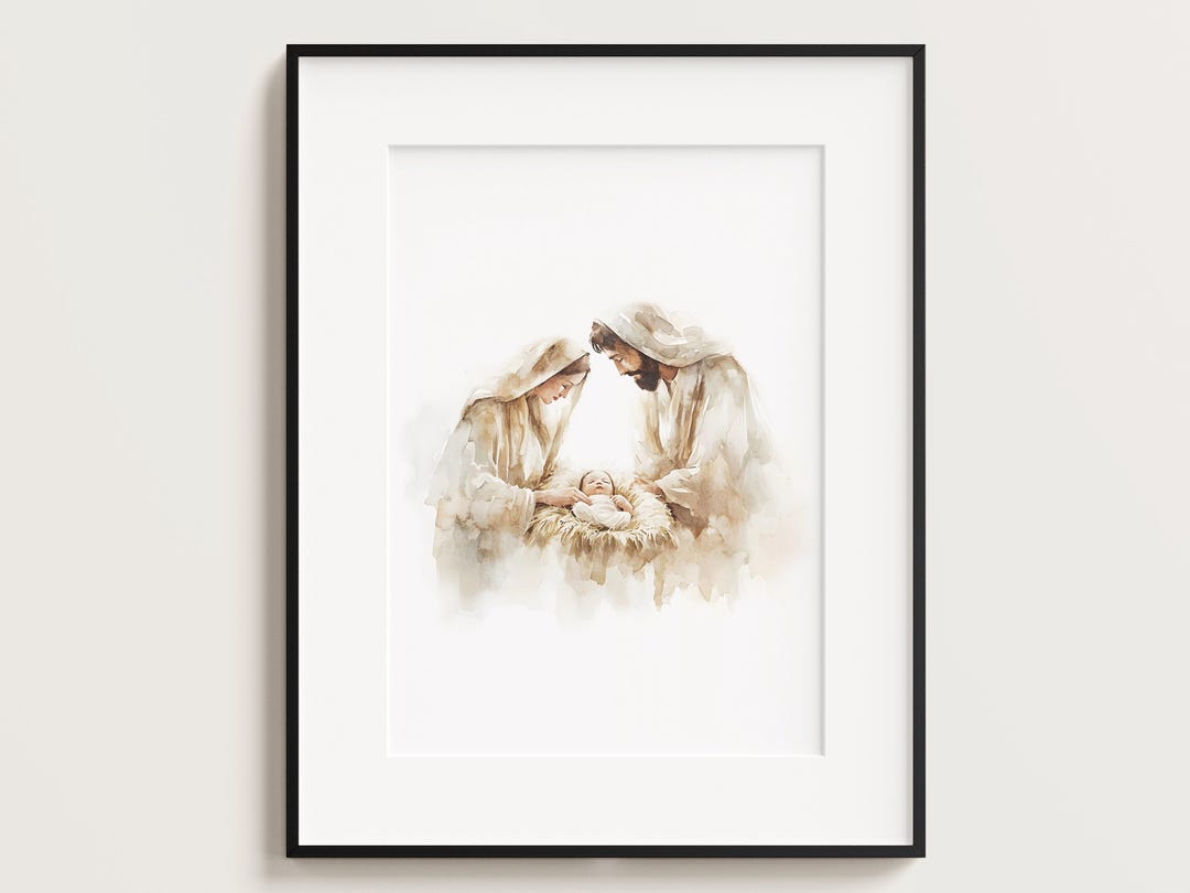 Baby Jesus in the Manger, Nativity Art, Digital Print, Watercolor Jesus ...