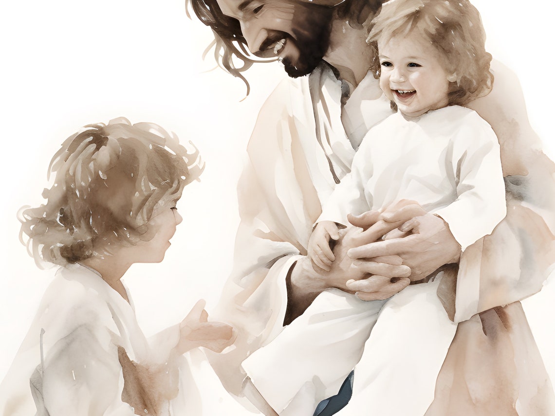 Jesus Playing With Children Kids Jesus Portrait Jesus - Etsy