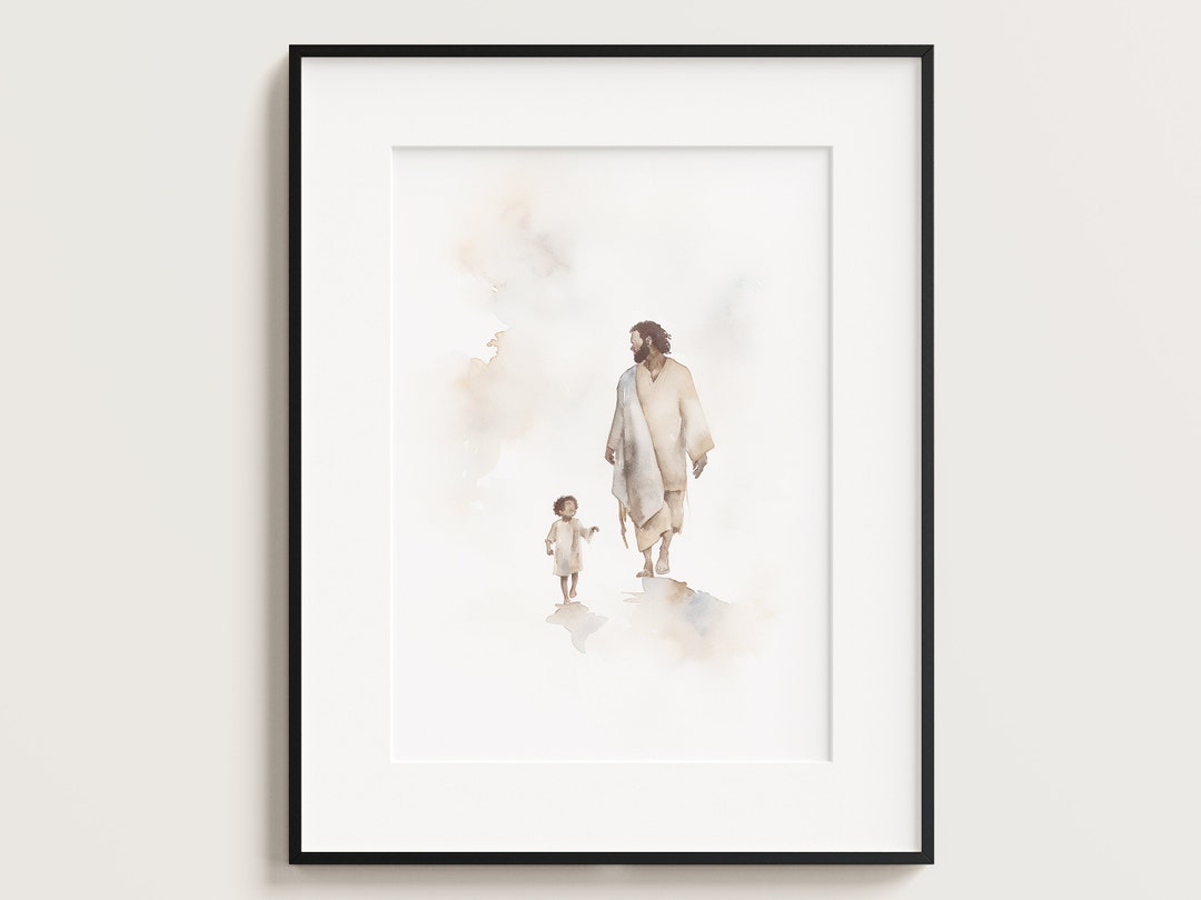 Christ With Child, Jesus Portrait, Jesus With Boy Faceless, Jesus Print ...