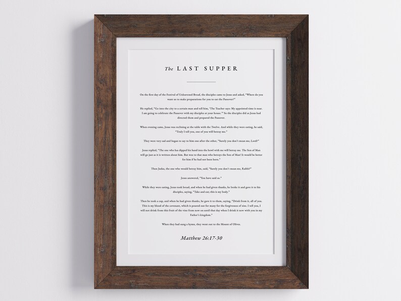 The Last Supper Bible Verse Print, Matthew Scripture (digital Download ...