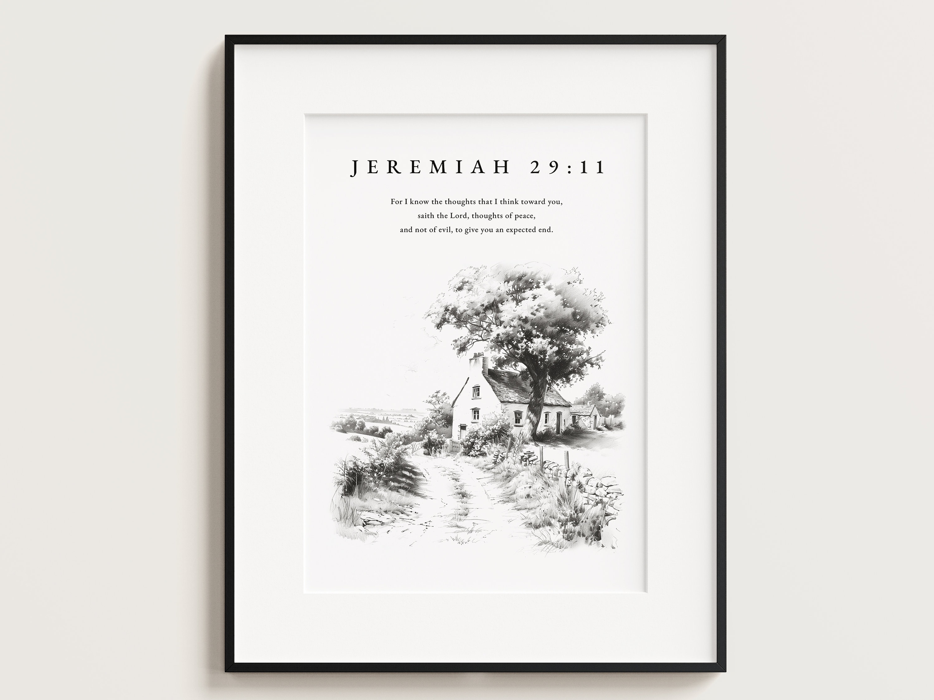 Bible Verse Art Print Set, Black and White Christian Wall Decor ...