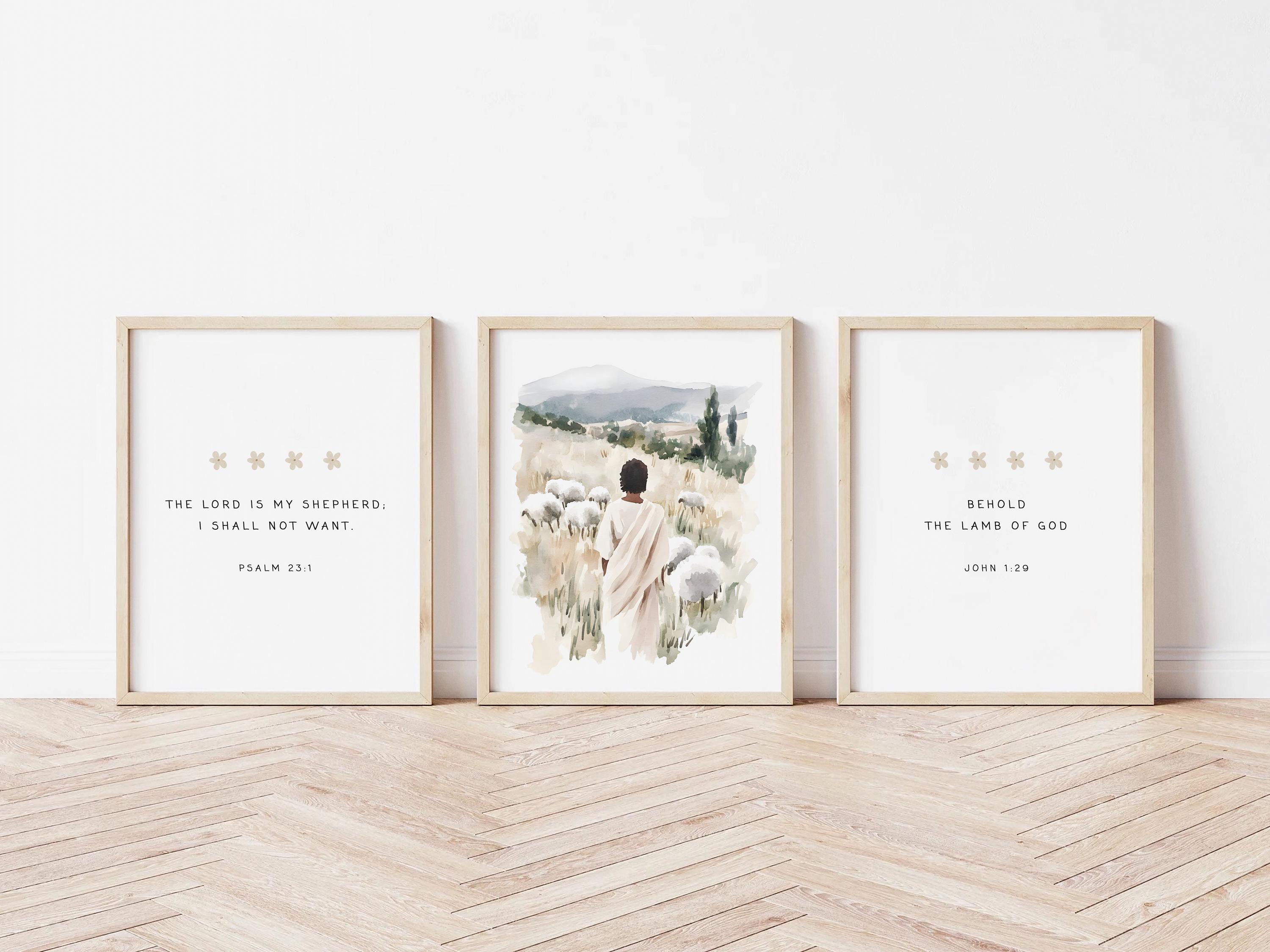 Set of 3 the Lord is My Shepherd Nursery Christian Print, Bible Verse ...