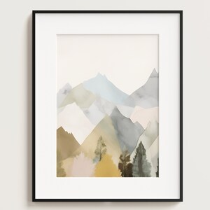 Set of 3 Colourful Boho Mountain Decor Prints, Mountain Landscape ...