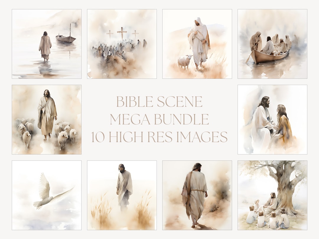 10 Jesus Watercolour Mega Bundle, Jesus Art Prints, Jesus Walking on ...
