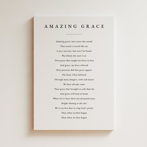 Amazing Grace Printable Wall Art, Amazing Grace Wall Decor, Christian ...