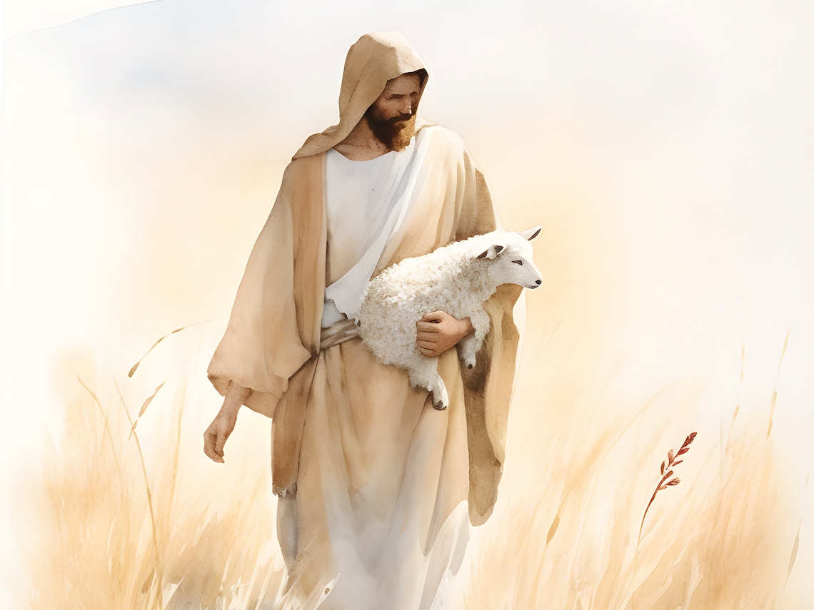 Jesus and the Lamb Parable of the Lost Sheep Jesus Portrait - Etsy UK