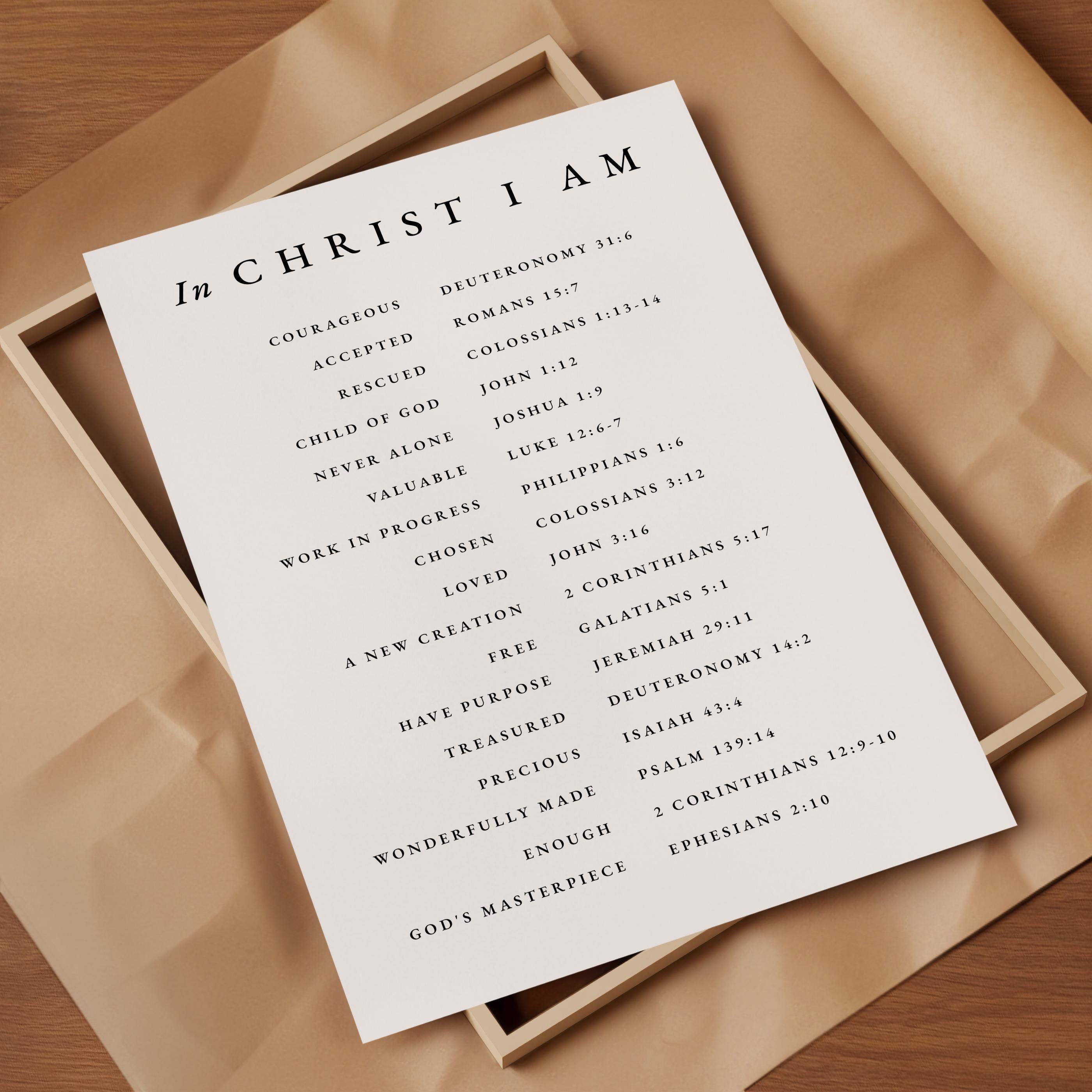 In Christ I Am Identity, Bible Verse Print, Christian Gift, Scripture ...