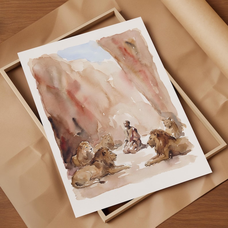 Daniel in the Lion's Den, Bible Painting, Bible Print, Bible Art, Bible ...