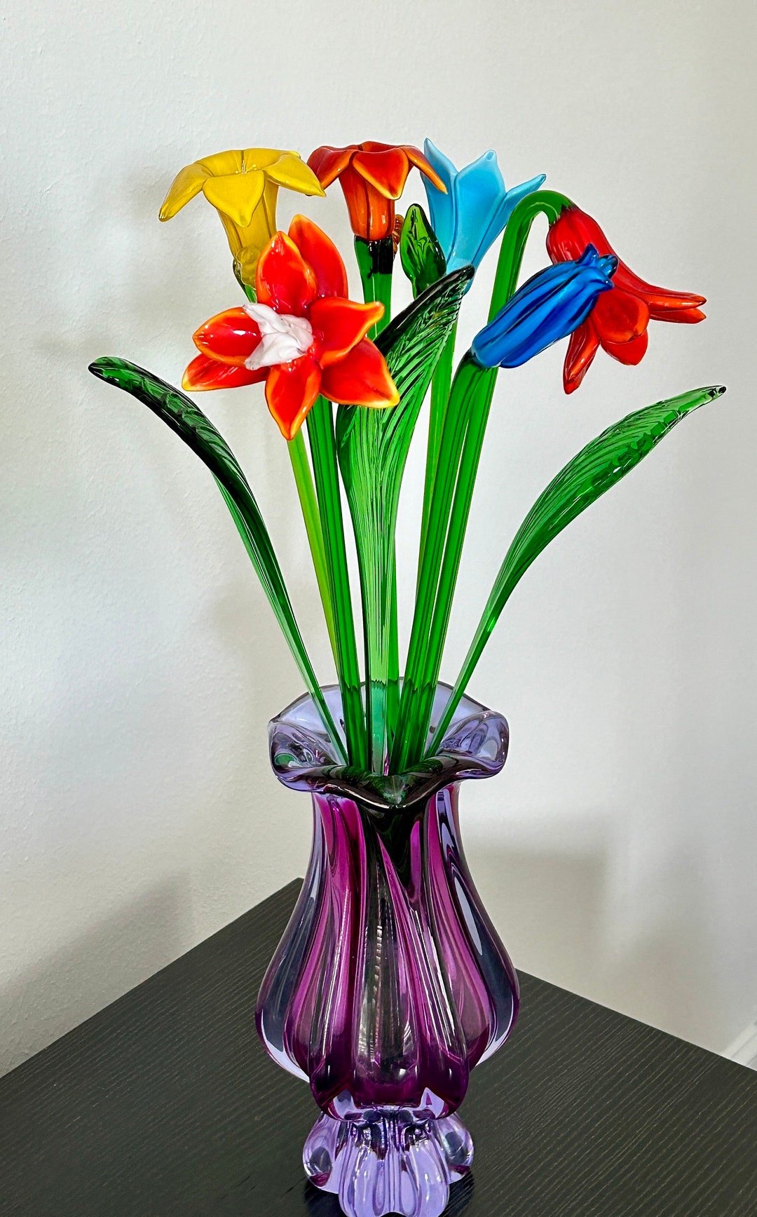 Art Glass Long Stem Glass Flowers 20 Long - Etsy