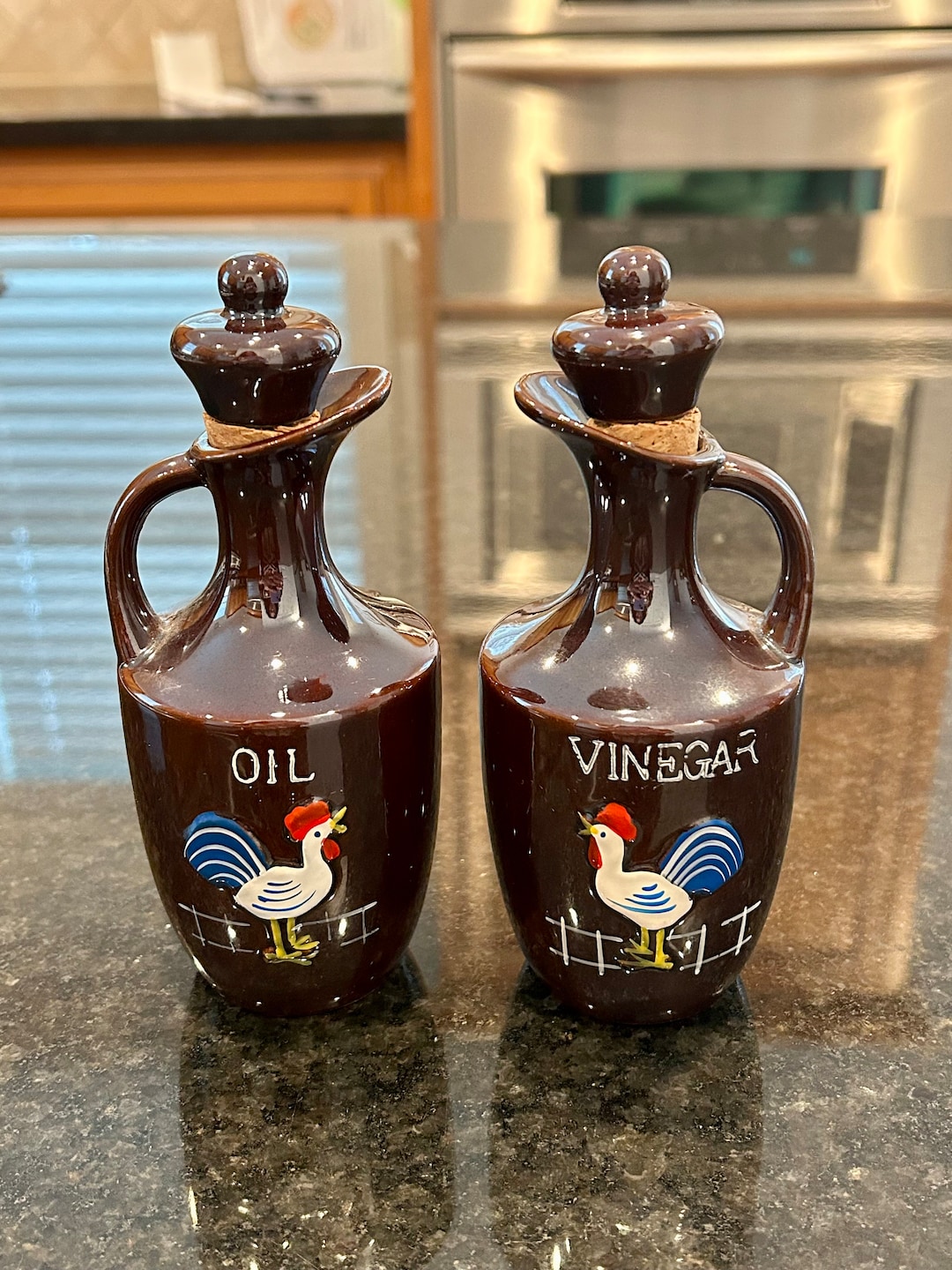 Rooster / Chicken Oil and Vinegar Cruet Lusterware Set From Japan - Etsy