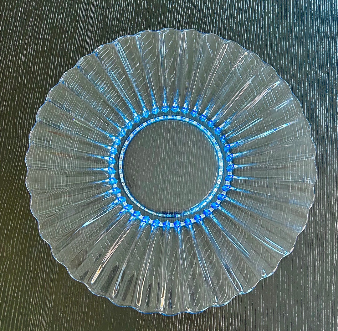 Blue Tinted Vintage Glass Platter 14 - Etsy