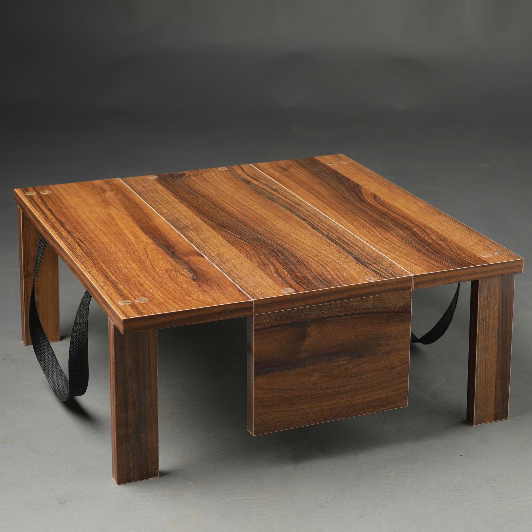 Wooden Folding Table With Storage Box , Portable Travel Table for ...