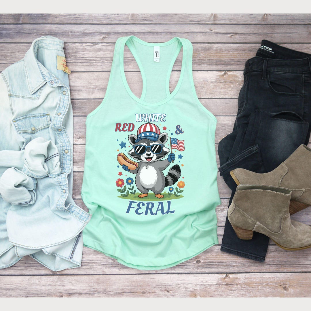 Patriotic Raccoon Racerback Tank, Raccoon 4th of July Tanktop ...