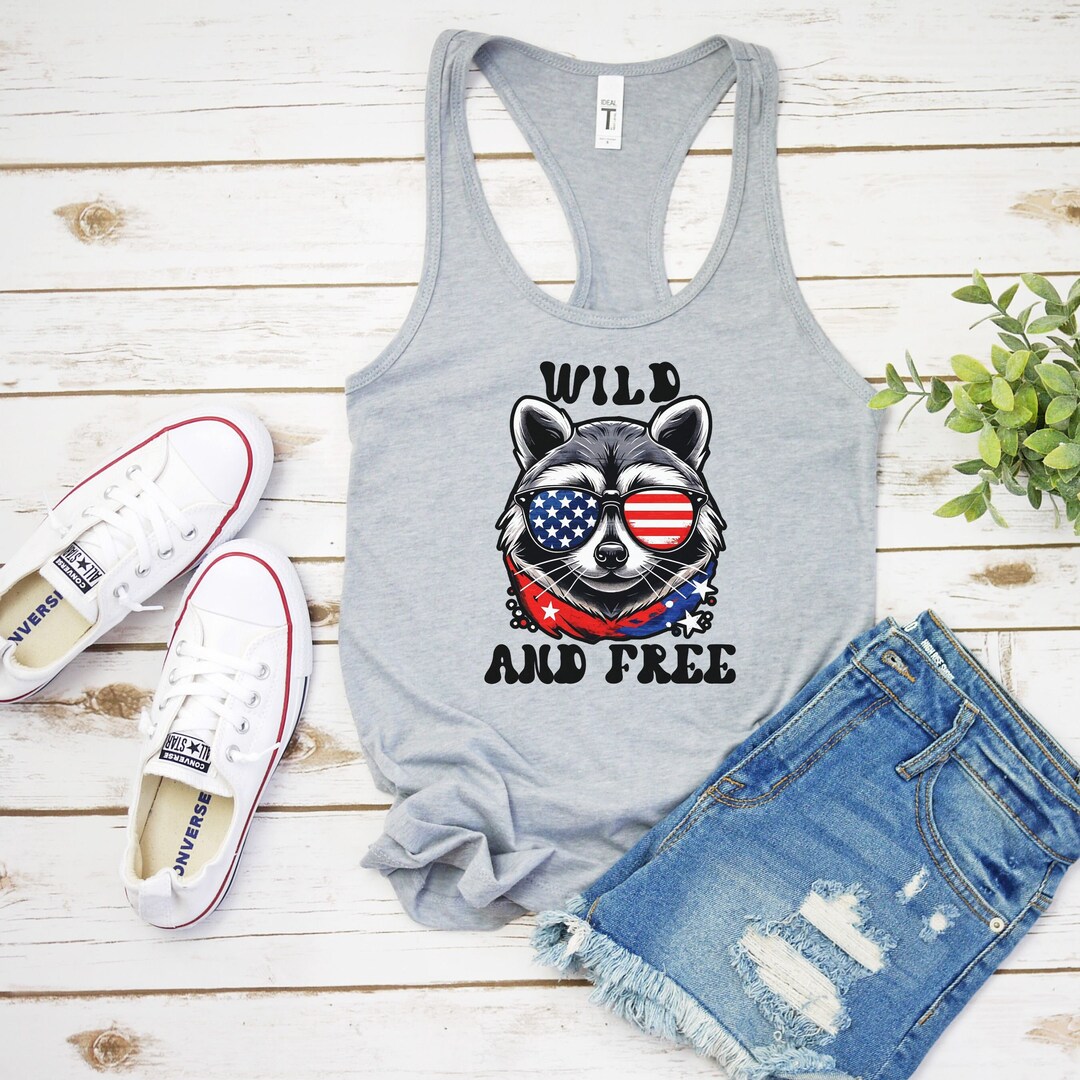 Patriotic Raccoon Racerback Tank, Trash Panda Tanktop, Patriotic 4th of ...