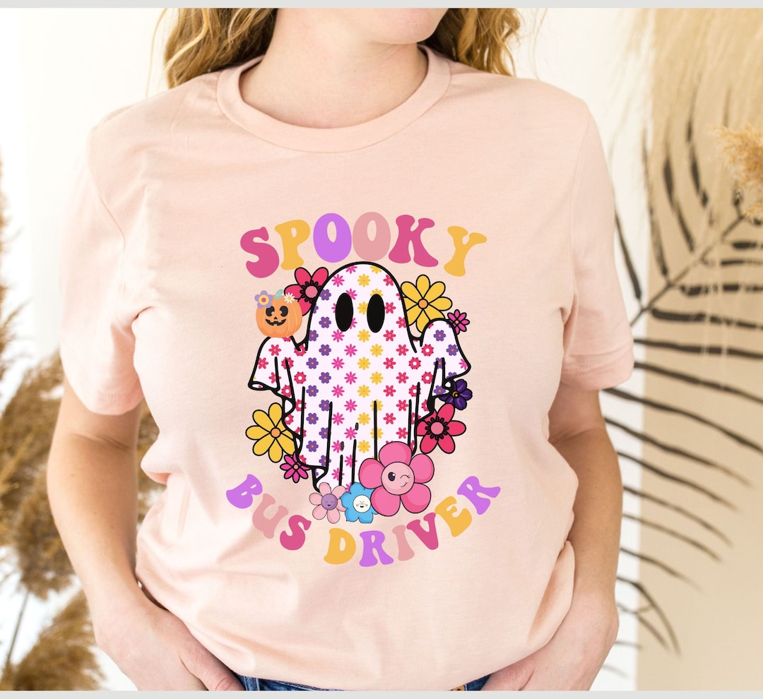 Spooky Bus Driver Shirt, Halloween Bus Driver Shirt, Retro Ghost Shirt ...