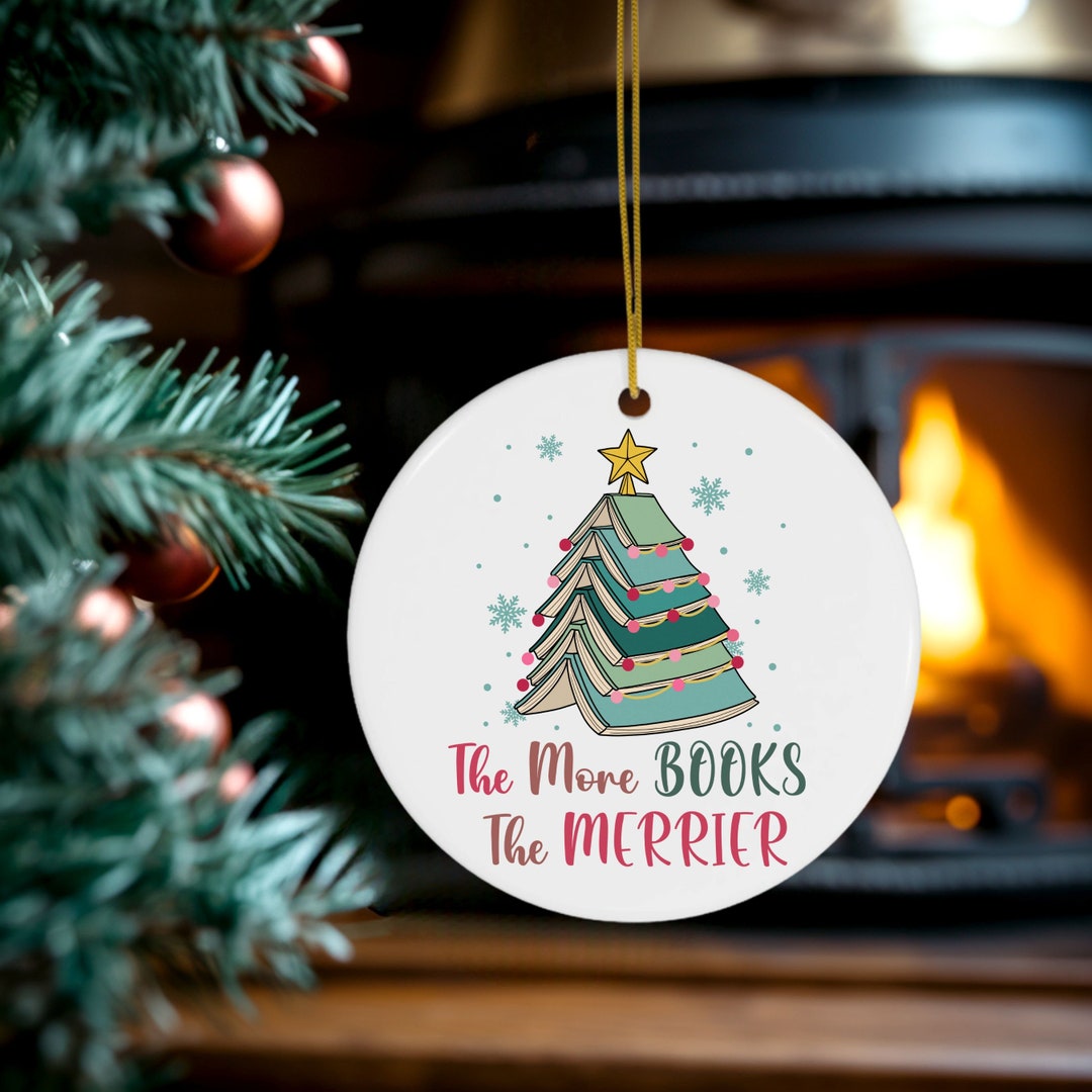 Reading Ornament, Christmas Book Ornament,xmas Stacked Book Ornament ...