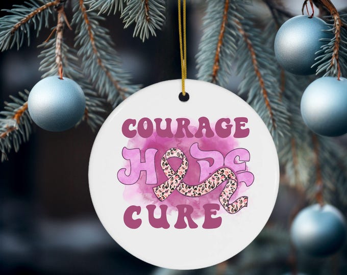 Personalized Name Breast Cancer Awareness Keychain, Ornament, Breast ...