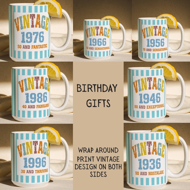 Vintage Birthday Mug, 90 80 70 Birthday Gift, 50th Birthday Gift for ...
